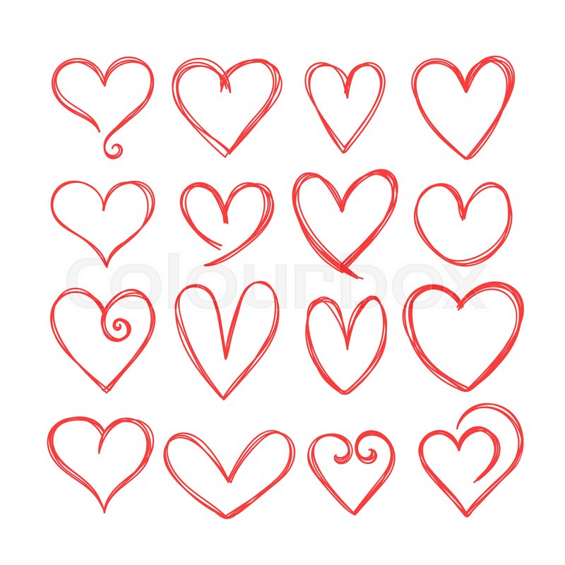 Collection of cute hand drawn hearts. ... | Stock vector | Colourbox