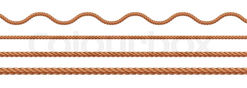 Collection of various ropes string on ... | Stock vector | Colourbox