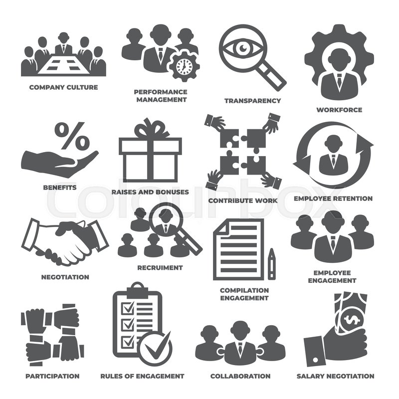 Engagement icons set on white ... | Stock vector | Colourbox