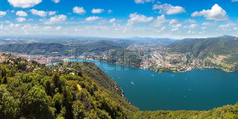 Panoramic aerial view of lake Como in ... | Stock image | Colourbox