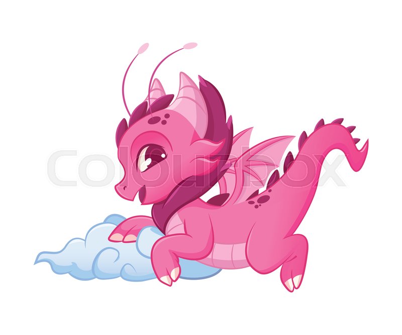 Cute Pink Little Dragon, Adorable ... | Stock vector | Colourbox