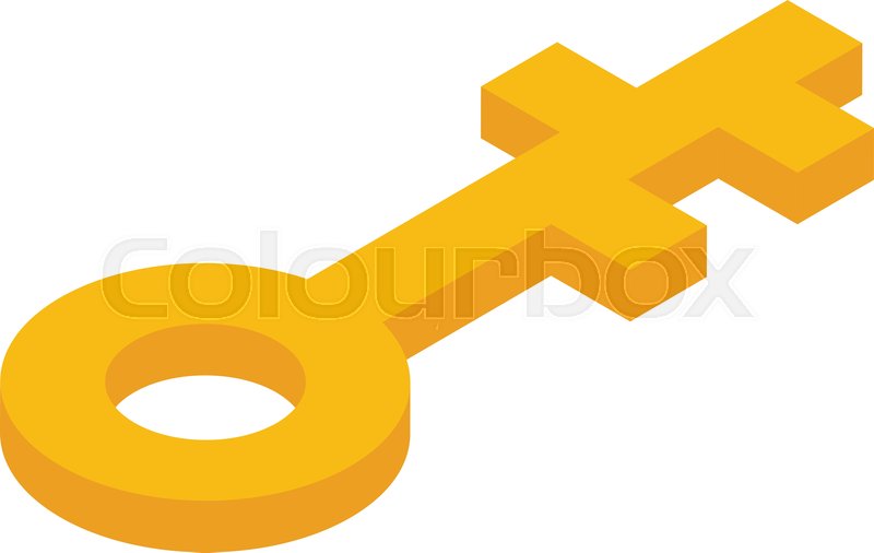 Gold key icon. Isometric of gold key ... | Stock vector | Colourbox