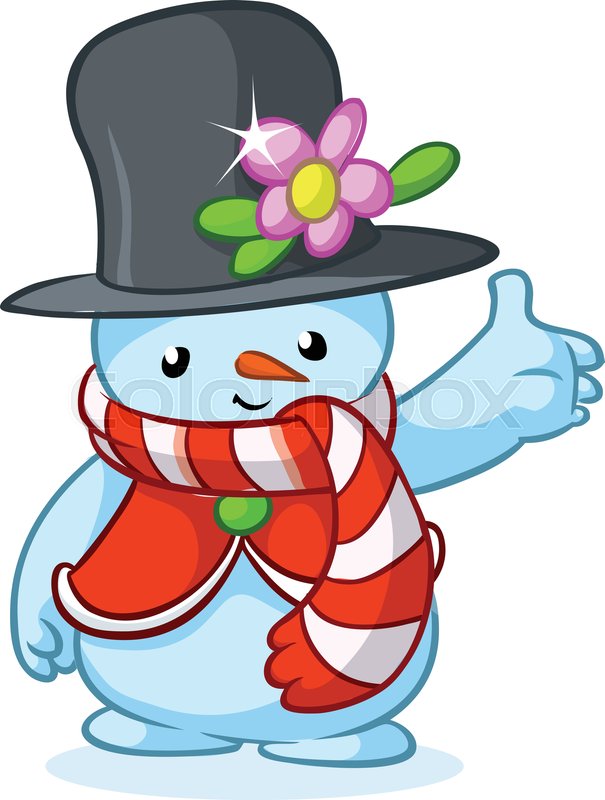 Funny cartoon snowman waving. ... | Stock vector | Colourbox