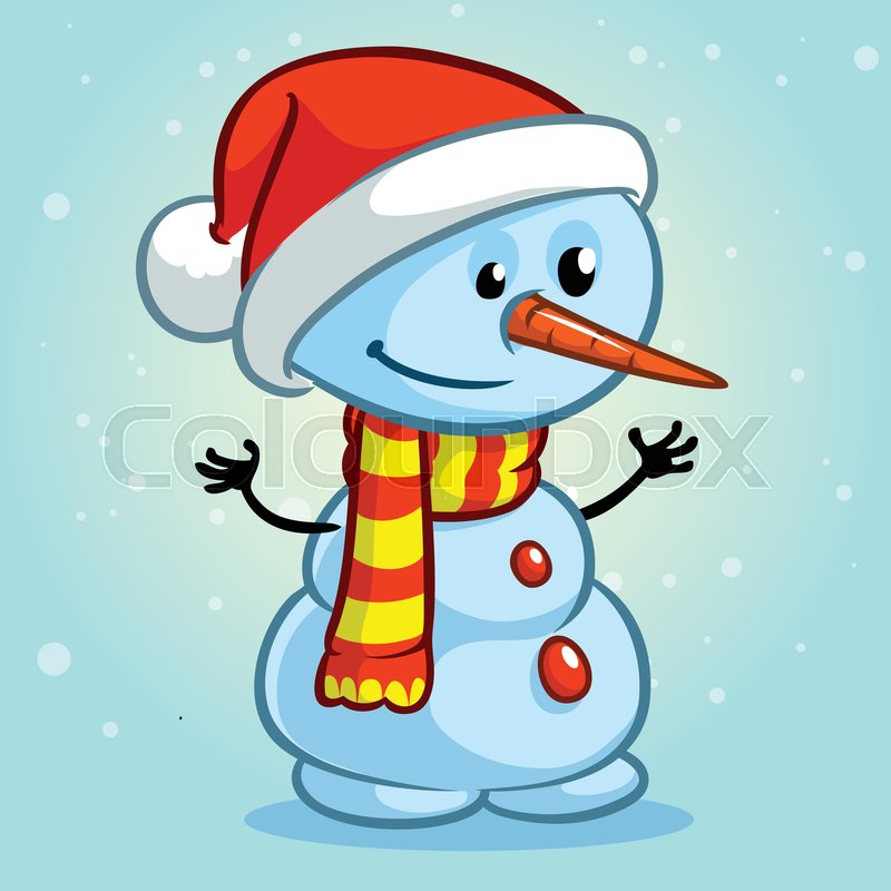 Funny cartoon snowman outlined. ... | Stock vector | Colourbox