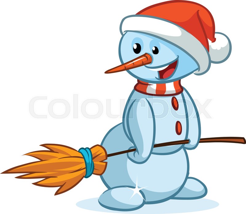 Funny cartoon snowman wearing hat and ... | Stock vector | Colourbox
