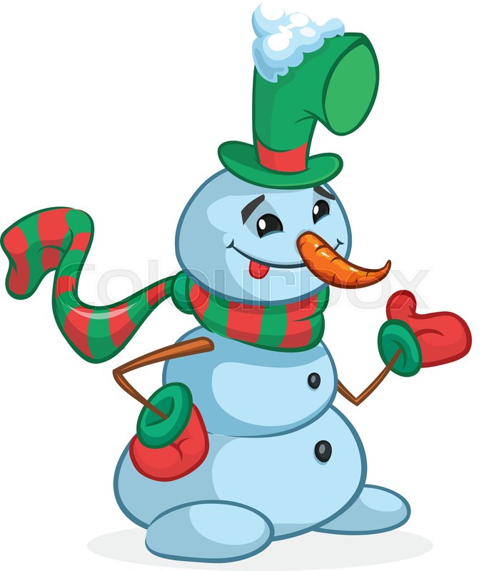 Funny cartoon snowman outlined. ... | Stock vector | Colourbox