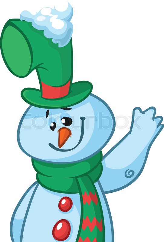 Funny cartoon snowman waving. ... | Stock vector | Colourbox