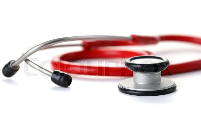 Red stethoscope with black silver head ... | Stock image | Colourbox