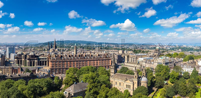 Panoramic aerial view of Edinburgh in a ... | Stock image | Colourbox