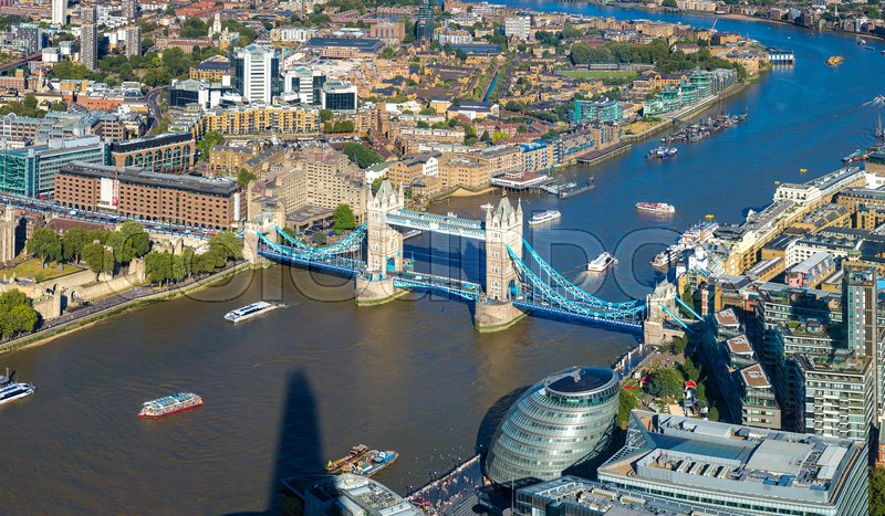 Panoramic aerial view of Tower Bridge ... | Stock image | Colourbox