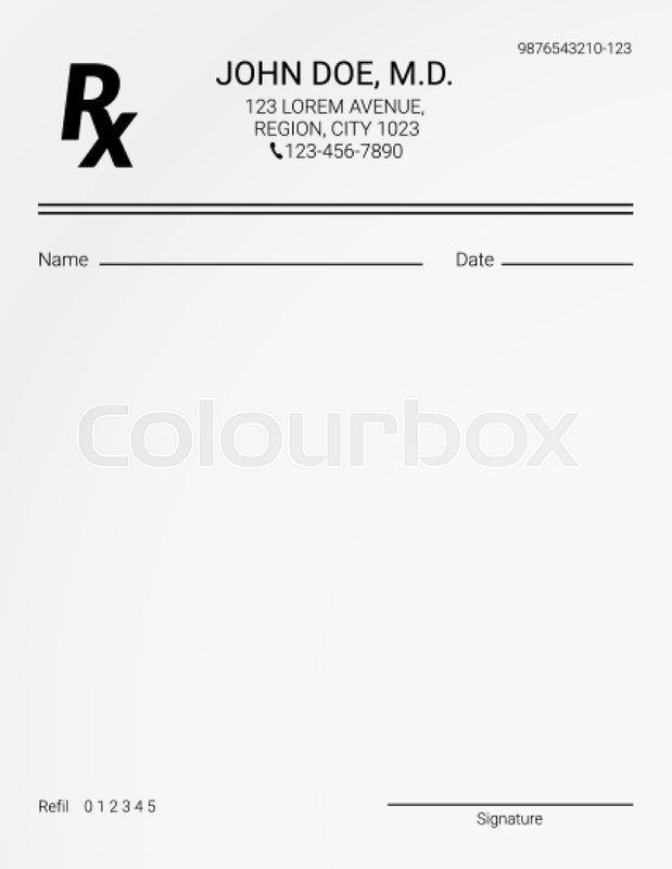 Blank Rx prescription form. Medical ... | Stock vector | Colourbox