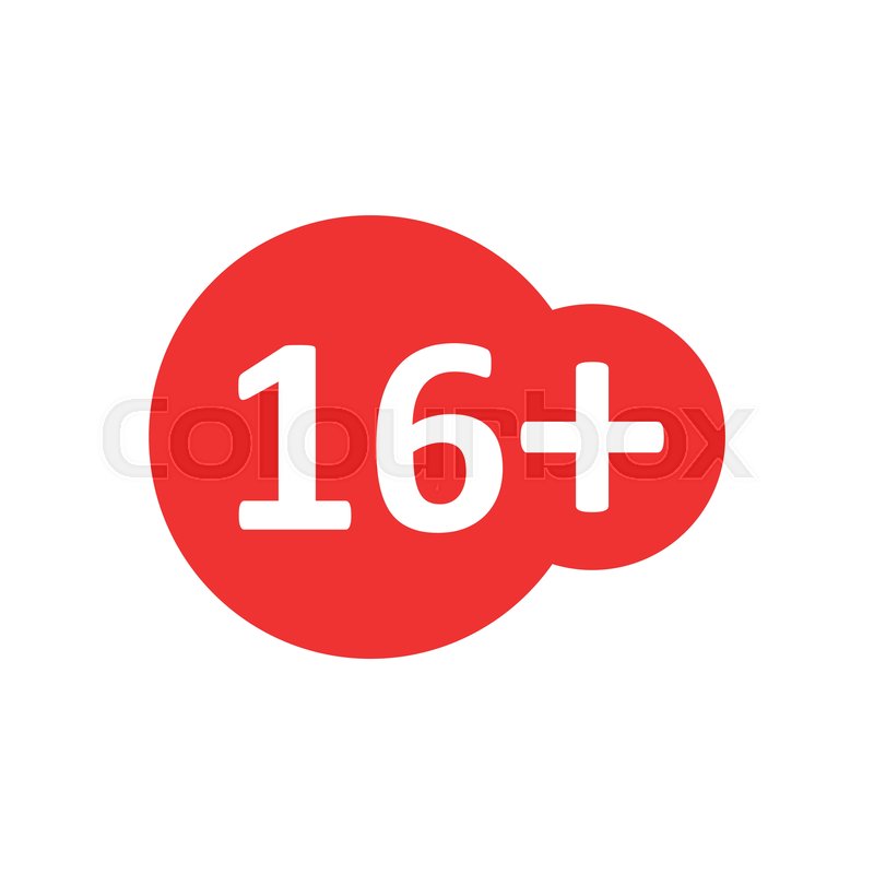 Sixteen plus icon in flat style. 16+ ... | Stock vector | Colourbox