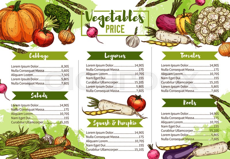 Vegetables, farm market veggies and ... | Stock vector | Colourbox