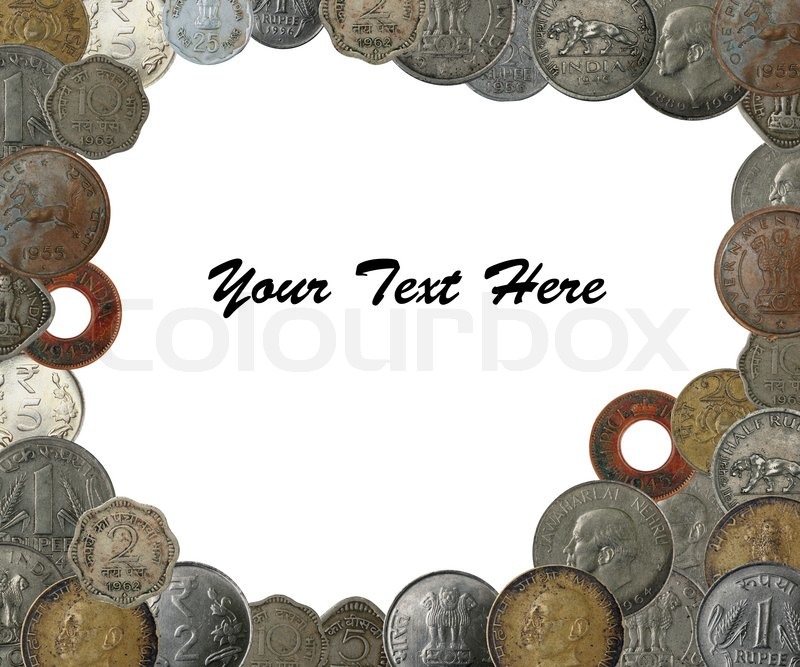 Indian coins as a frame border with ... | Stock image | Colourbox