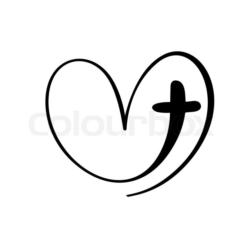 Vector Christian logo Heart with Cross ... | Stock vector | Colourbox