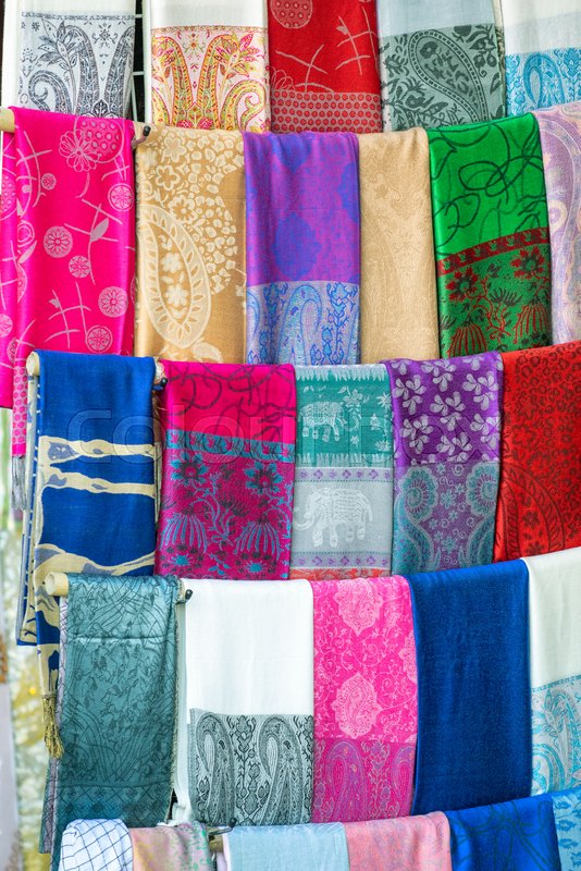 Colourful fabrics, Islamic culture and ... | Stock image | Colourbox