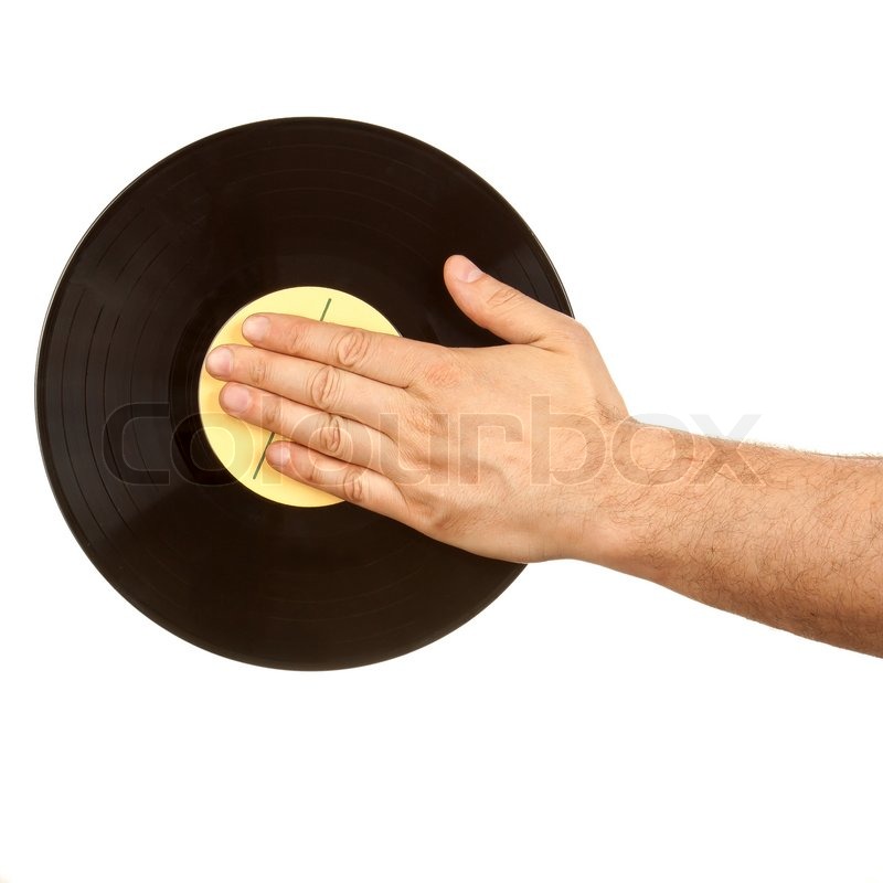 Male hand on vinyl record | Stock image | Colourbox