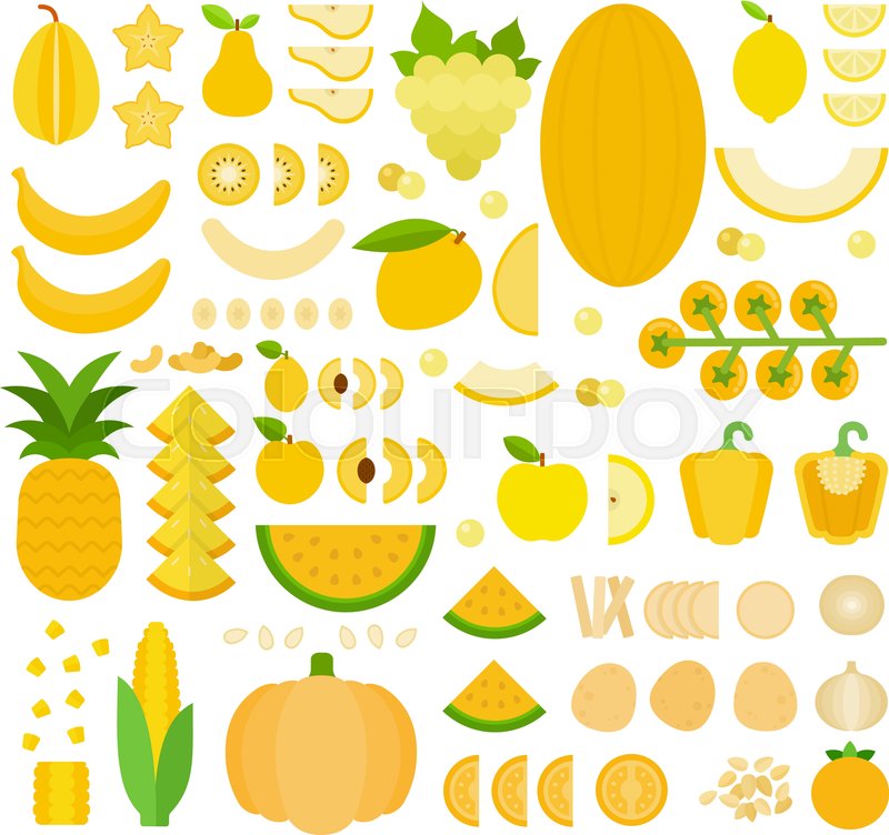 Set of Yellow Products icons flat ... | Stock vector | Colourbox