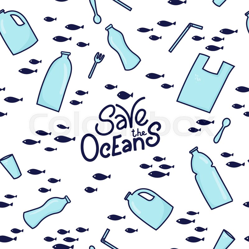 Save the ocean hand drawn lettering. ... | Stock vector | Colourbox