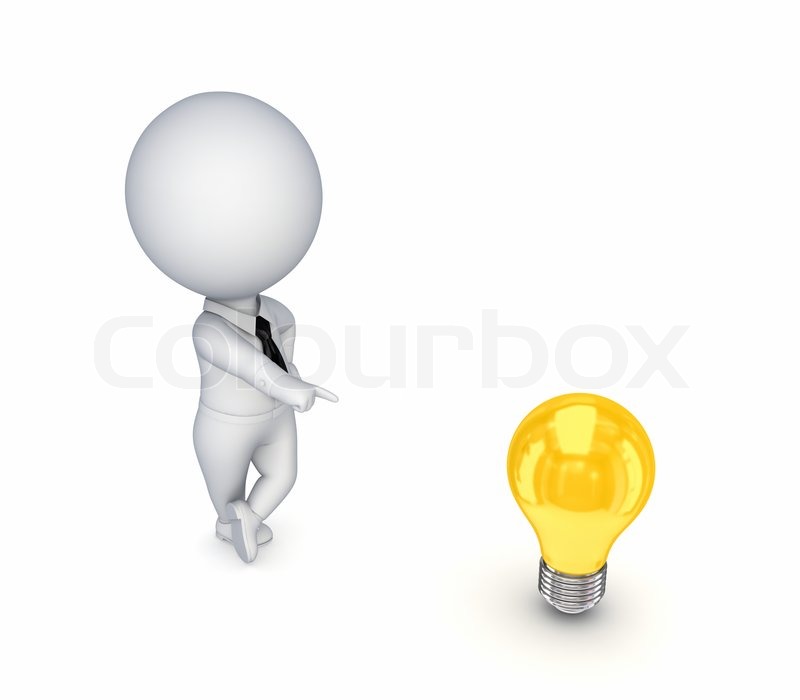 3D kleine Person mit einer Idee-symbol | Stock Bild | Colourbox