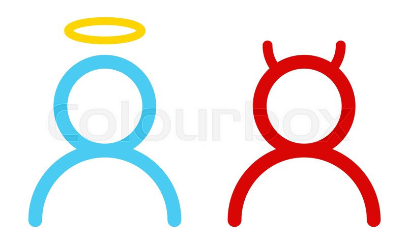 Vector set icons angel and devil in ... | Stock vector | Colourbox