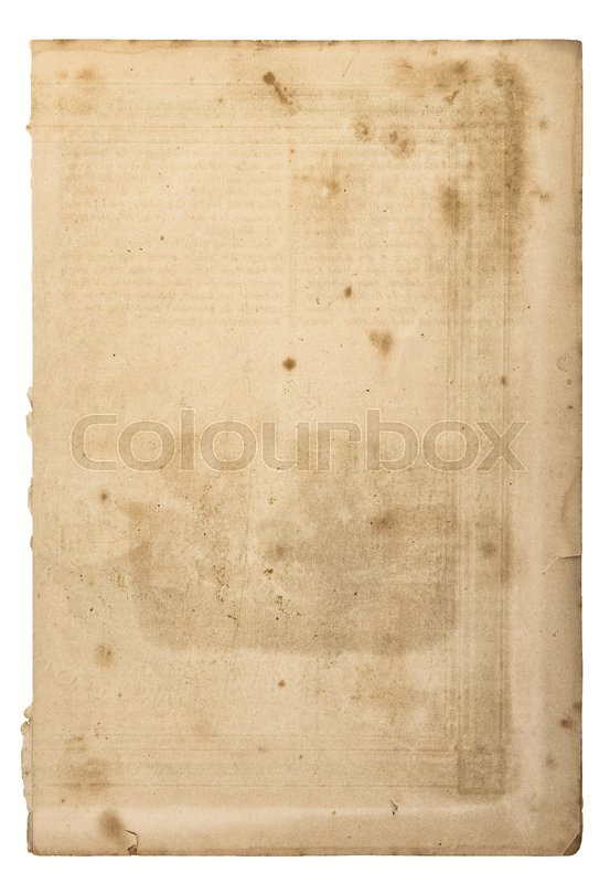 Used paper sheet. Old book page ... | Stock image | Colourbox