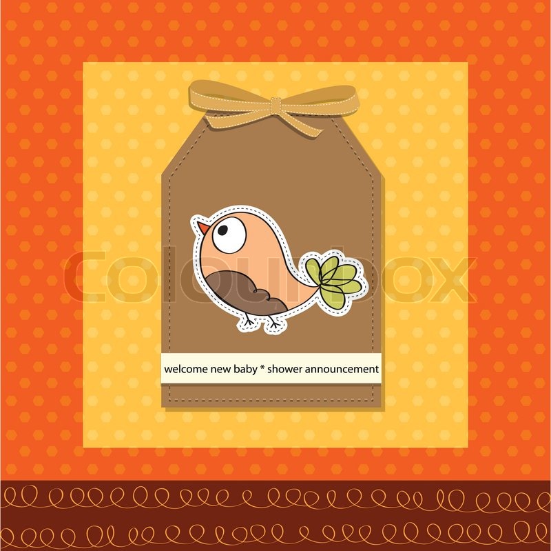 Welcome baby card with funny little ... | Stock Vector | Colourbox