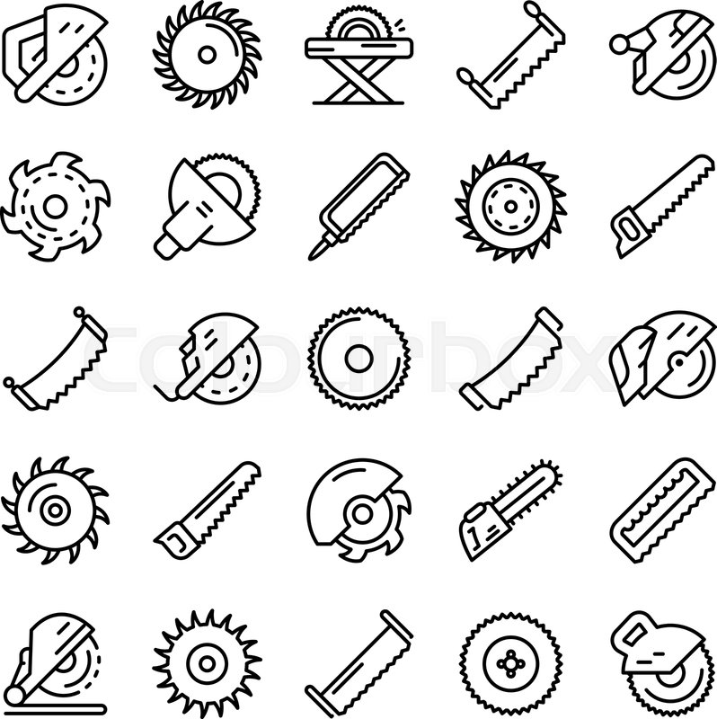 Saw icons set. Outline set of saw ... | Stock vector | Colourbox