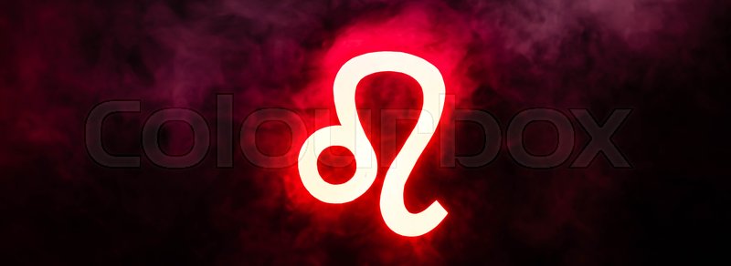 Red illuminated Leo zodiac sign with ... | Stock image | Colourbox