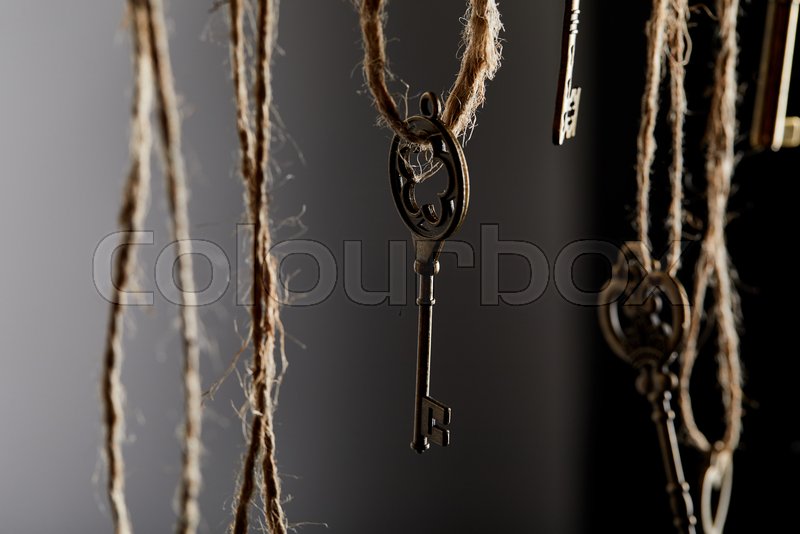 Close up view of vintage keys hanging ... | Stock image | Colourbox