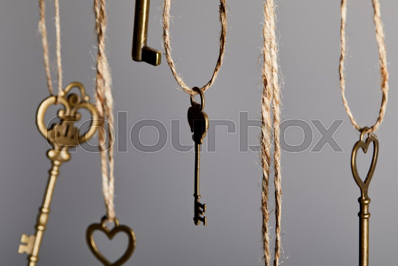 Close up view of vintage keys hanging ... | Stock image | Colourbox