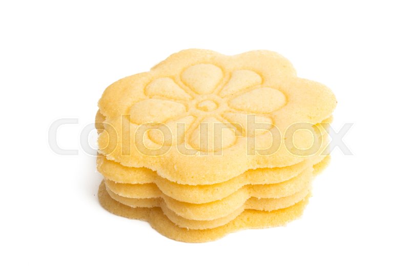 Flower butter cookies isolated on white ... | Stock image | Colourbox