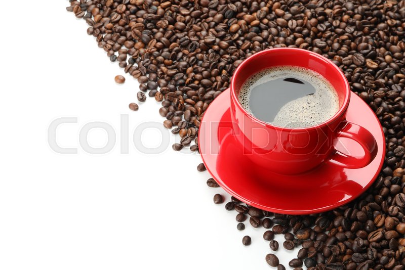 Frame of coffee beans and cup of coffee ... | Stock image | Colourbox