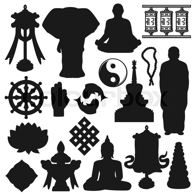 Buddhist religious icons, Buddhism ... | Stock vector | Colourbox