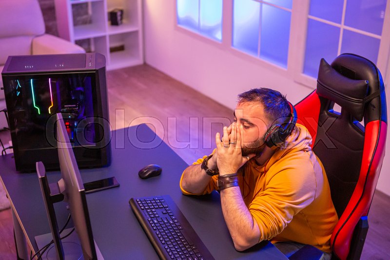 Upset professional gamer because he ... | Stock image | Colourbox