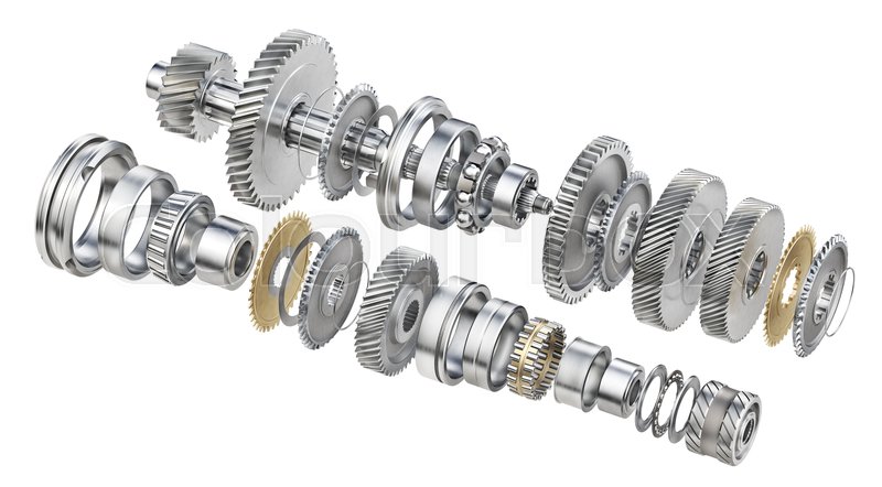 Mechanism. Gears on the shaft isolated ... | Stock image | Colourbox
