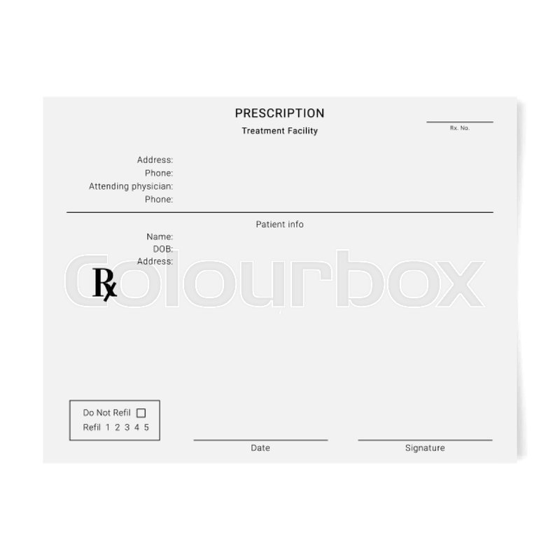 Blank Rx form for medical treatment ... | Stock vector | Colourbox