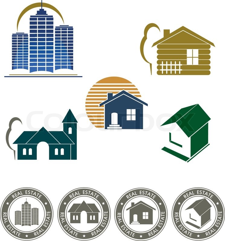 Immobilien-Emblem und Haus-Icon-set | Stock-Vektor | Colourbox