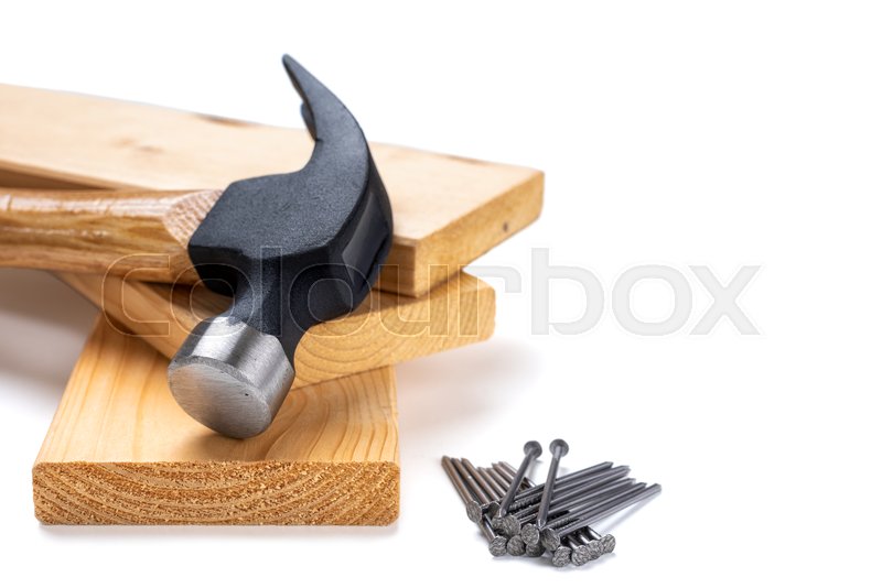 Close-up of a carpenter's hammer on ... | Stock image | Colourbox
