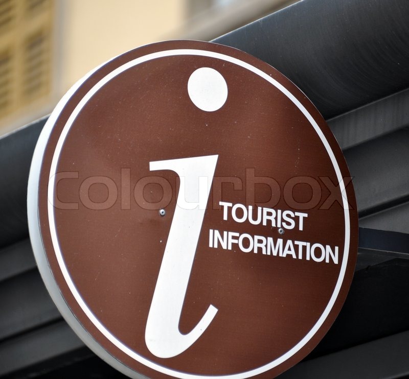 Brown tourist information sign mounted ... | Stock image | Colourbox