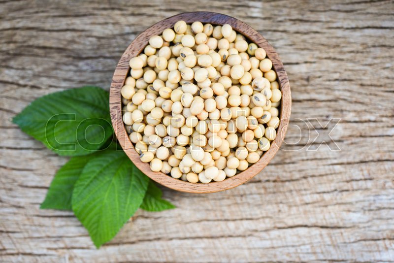 Soya , Soybean in a wooden bowl ... | Stock image | Colourbox