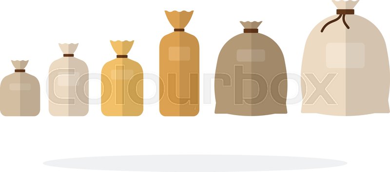 Tied sacks of different sizes in a row ... | Stock vector | Colourbox