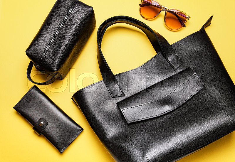 Black fashion leather accessories, ... | Stock image | Colourbox