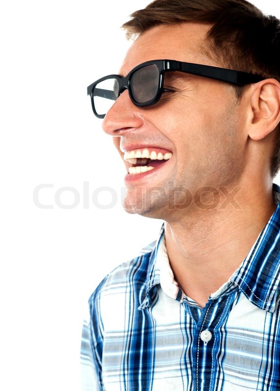 Side view of handsome smiling caucasian ... | Stock image | Colourbox