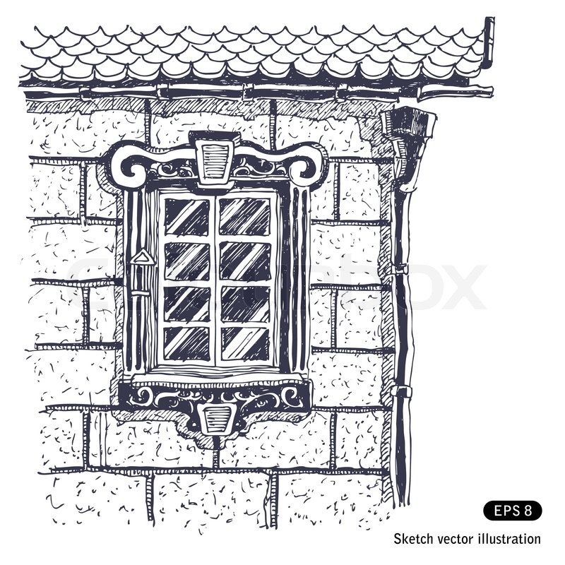 Beautiful window on the brick wall ... | Stock vector | Colourbox