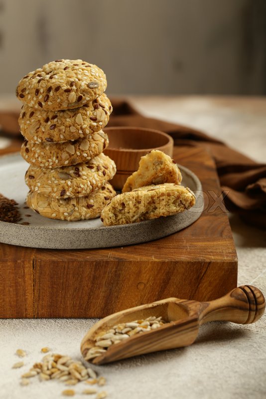 Natural organic cookies with seeds and ... | Stock image | Colourbox