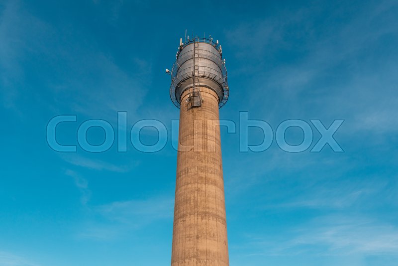 Water tower on blue sky background, low ... | Stock image | Colourbox