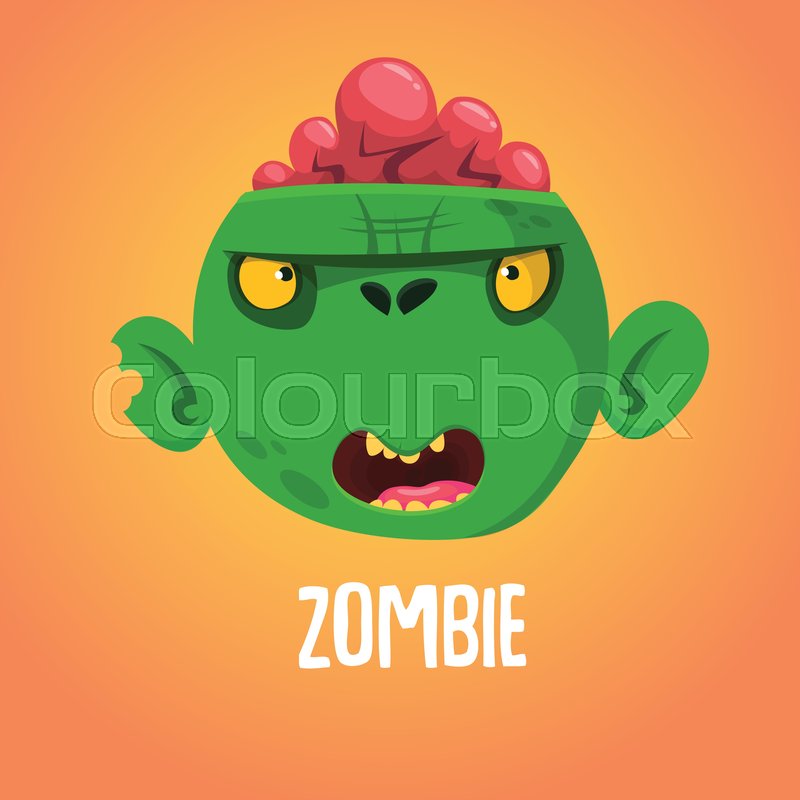 Funny Cartoon Zombie Head