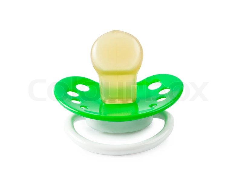 Children's green pacifier isolated on ... | Stock image | Colourbox