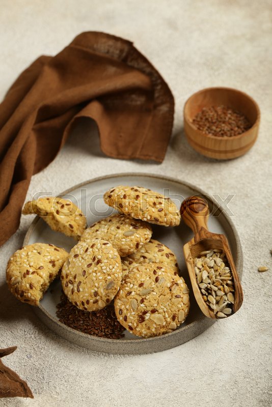 Natural organic cookies with seeds and ... | Stock image | Colourbox